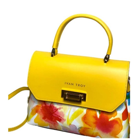 Ivan Troy | Bags | Ivan Troy Womens Ann Yellow Floral Print Italian ...